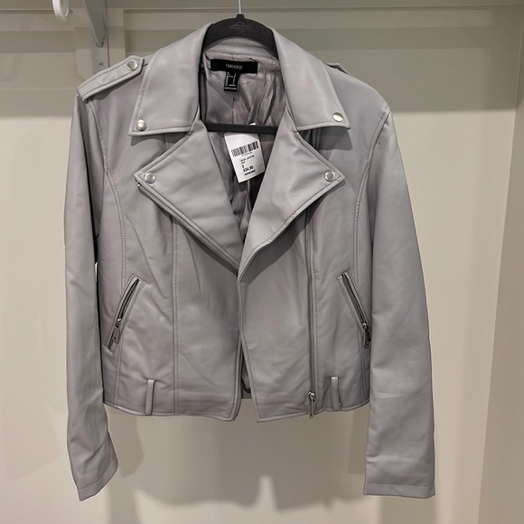 Forever 21 | Jackets & Coats | Nwt Forever 2 Leather Jacket In Gray ...